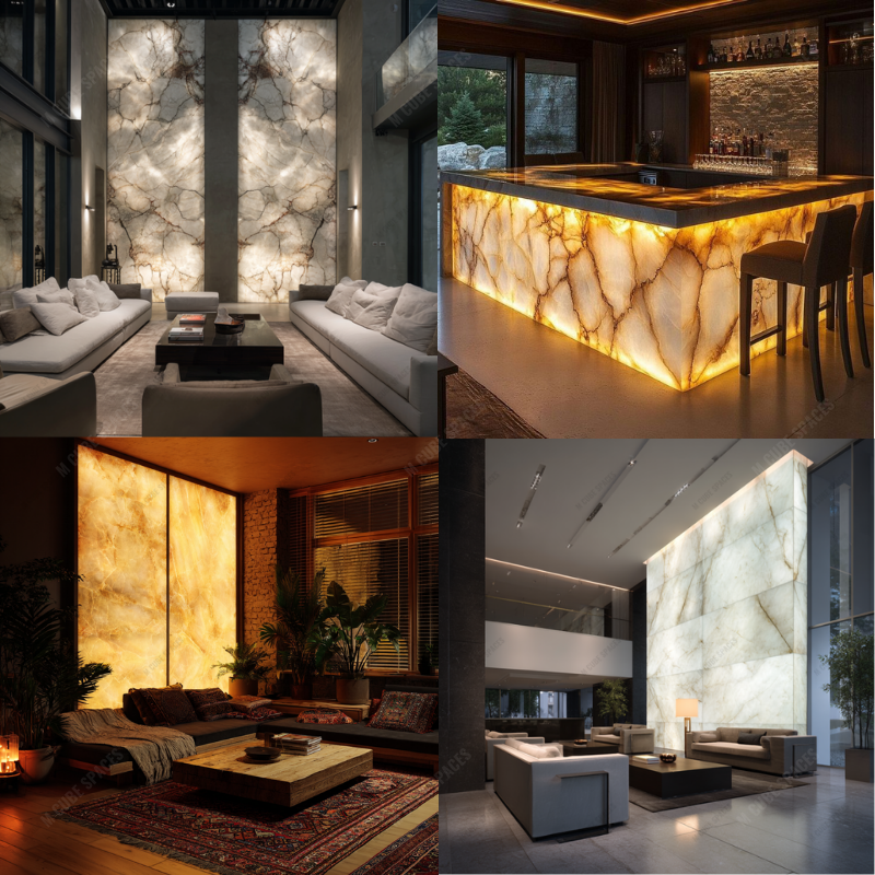 Alabaster and Translucent Stone Veneer Wall Panels | M Cube Spaces